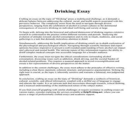 Essay On Binge Drinking. Le Moyne College | PDF