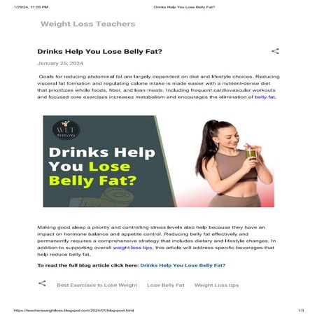 Drinks Water Help You Weight Lose Belly Fat. | PDF
