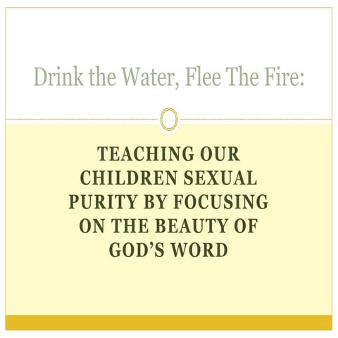 Drink The Water, Flee The Fire: TEACHING OUR CHILDREN SEXUAL PURITY BY ...