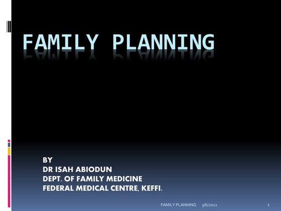 1. Introduction to Family planning method | PPT