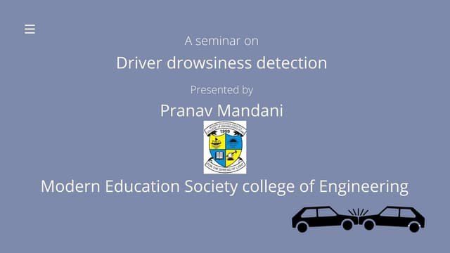 Driver drowsinees detection and alert.pptx slide | PPTX