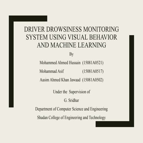 Drowsiness Detection Using Machine Learning 1 Pptx