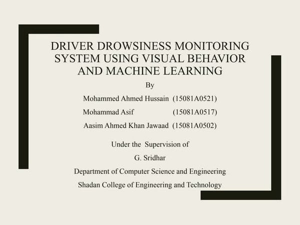 Drowsiness Detection Using Machine Learning 1 Pptx