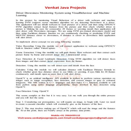 Driver drowsiness monitoring system using visual behaviour and machine learning | DOCX