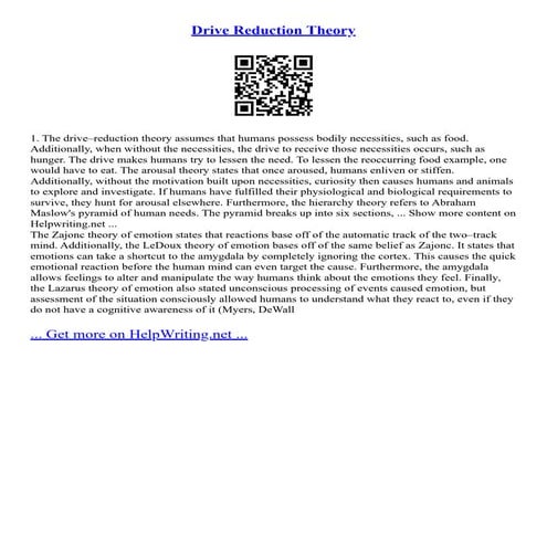 Drive Reduction Theory | PDF