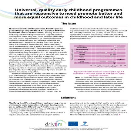 Universal, quality early childhood programmes that are responsive to ...