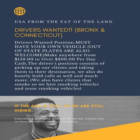 Drivers wanted!! (bronx & connecticut) | PDF