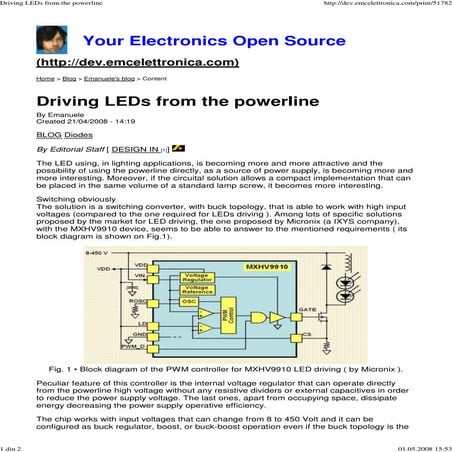 Driving LEDs From The Powerline | PDF