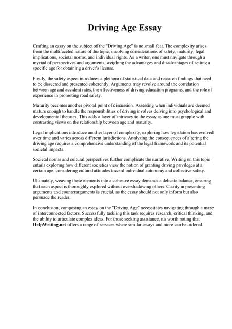 Texting While Driving Essay Outline. Trinity College of Nursing and ...