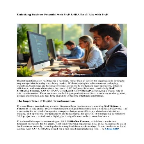Driving Digital Transformation with SAP Software Solutions | PDF