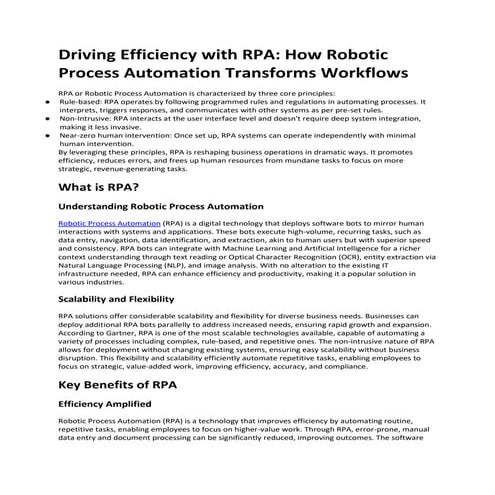 Driving Efficiency With Rpa How Robotic Process Automation Transforms