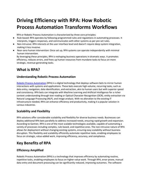 Driving Efficiency With Rpa How Robotic Process Automation Transforms