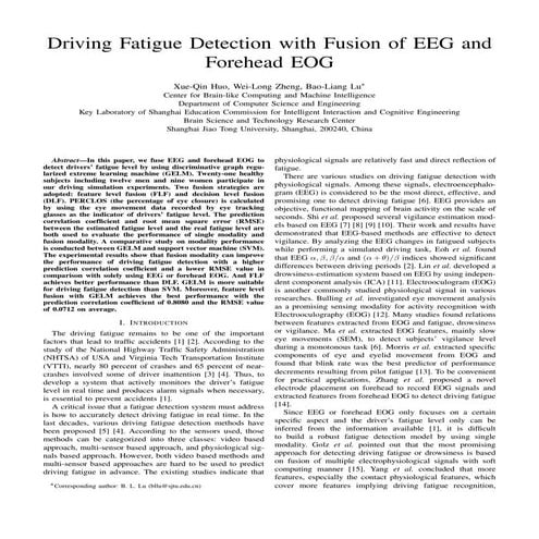 Driving Fatigue Detection With Fusion Of Eeg And Forhead Eoc Pdf