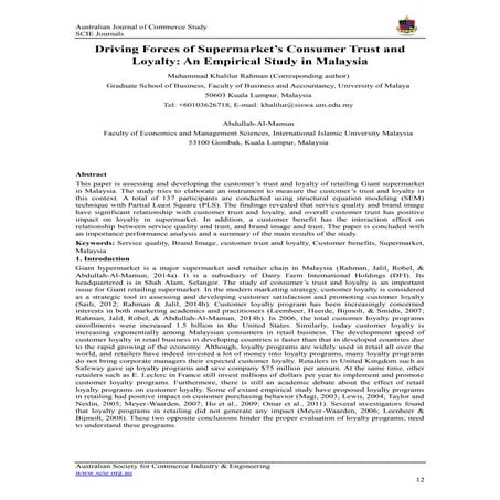 Driving forces of supermarke's consumer trust | PDF