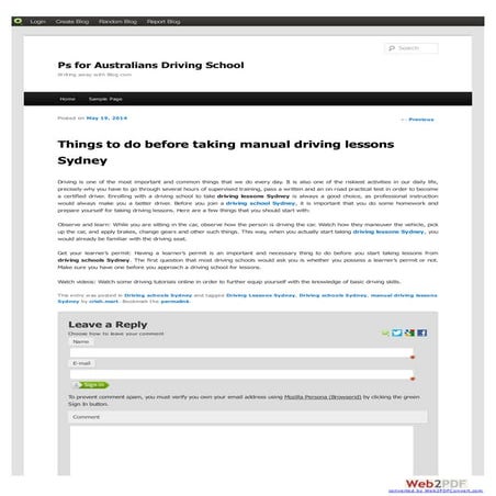 Steps in learning to drive a car | PPTX