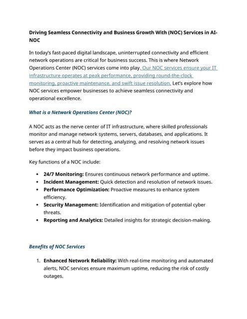 Empowering Your IT Infrastructure with Managed NOC Services in AI-NOC.docx