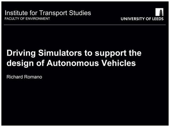 University of Leeds Driving Simulator | PDF