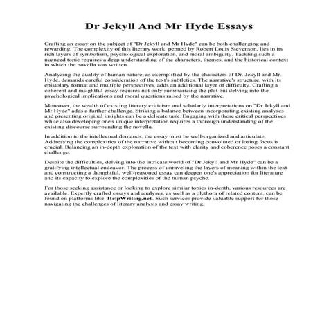 Dr Jekyll And Mr Hyde Worksheets Essay Plans On Duality In 'Dr Jekyll