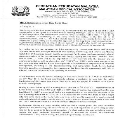 MMA Statement on Dr. Jeyakumar | PDF