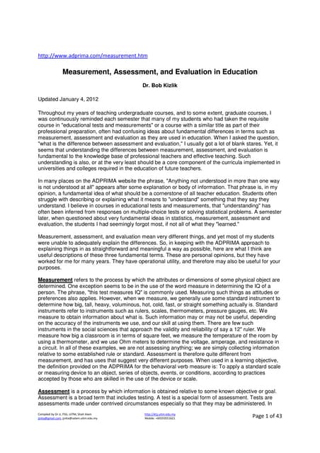 Concept of Test, Measurement, Assessment and Evaluation | PPTX