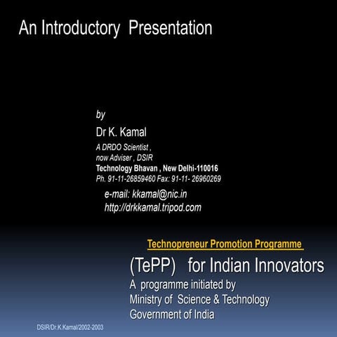 Dr K Kamal's slide on TePP | PPT
