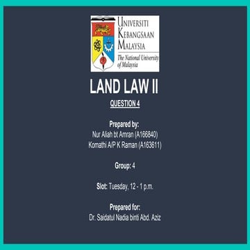 Land Law II - Tutorial Question and Answer | PPTX