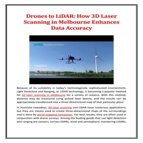Drones to LiDAR How 3D Laser Scanning in Melbourne Enhances Data ...