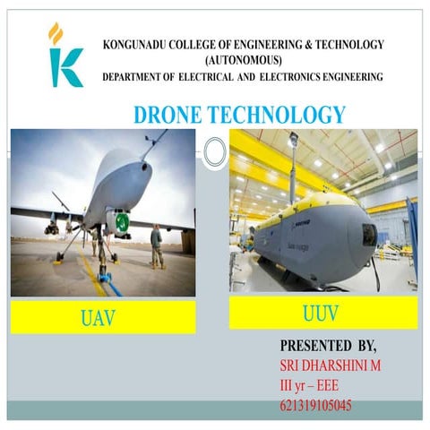 DRONE TECHNOLOGY PPT, which refers various types of drone | PPTX