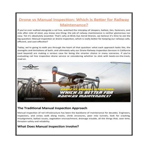 Railway Drone Inspection Drone vs Manual Inspection: Which Is Better ...