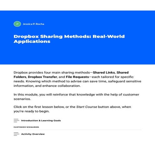 Dropbox Sharing Methods: Real-World Applications | PDF