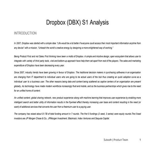 Dropbox S1 Analysis | PPT