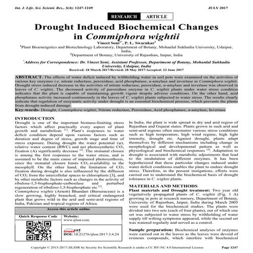 Drought induced biochemical changes in commiphora wightii | PDF ...