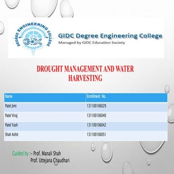 Drought management and water harvesting | PPT
