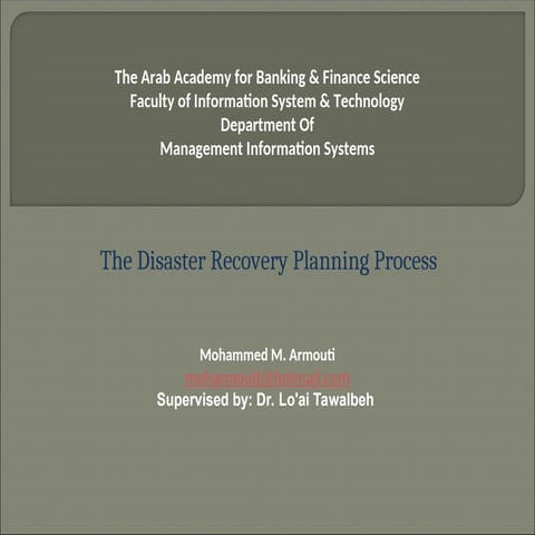 The Disaster Recovery Planning Process .ppt