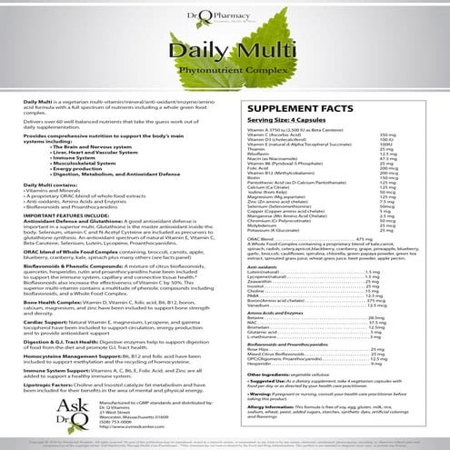 Dr Q's Daily Multi | DOCX | Herbs and Supplements | Alternative Medicine