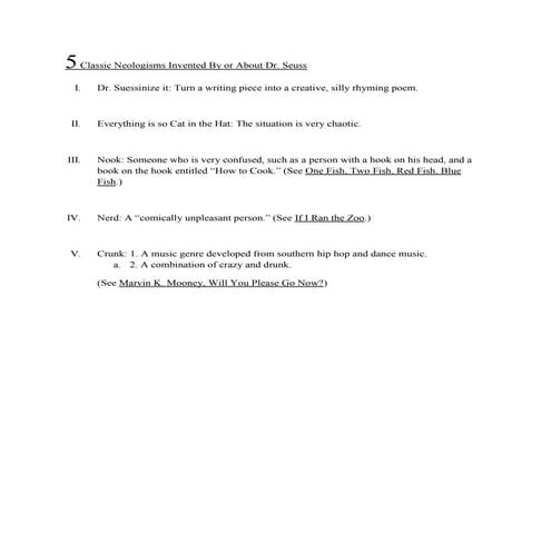 Dr Seuss Neologisms | PDF