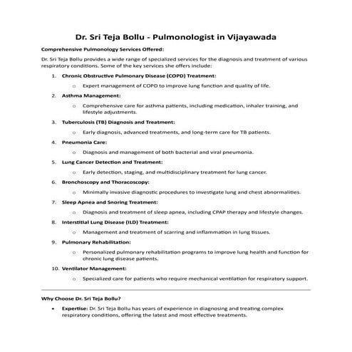 dr sri teja.pdf- Pulmonologist in Vijayawada | PDF