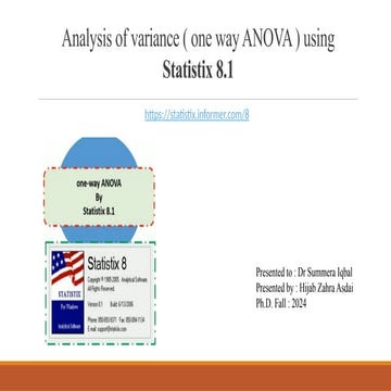 Analysis of variance one way anova using Statistix 8.1 | PPTX