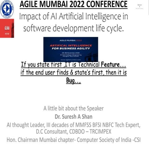 Agile Mumbai 2022 Dr Suresh A Shan Keynote Impact Of Artificial