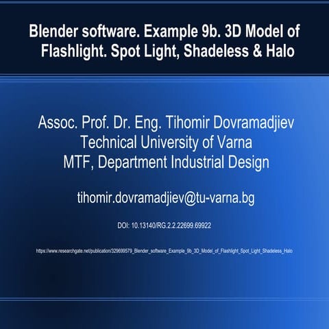 DrTAD Blender software. Example 9b. 3D Model of Flashlight. Spot Light ...