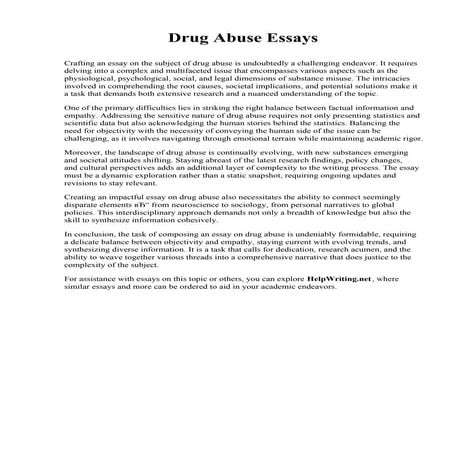 Drug Abuse Essays | PDF