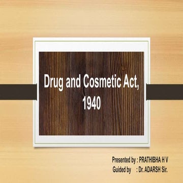 drug and cosmetic act-51.pptx | Substance Abuse | Diseases and Conditions