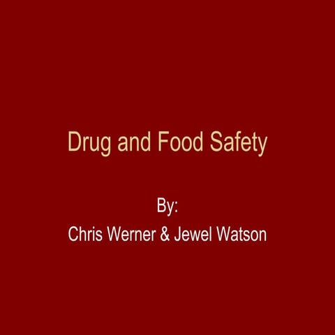 Drug And Food Safety | PPT