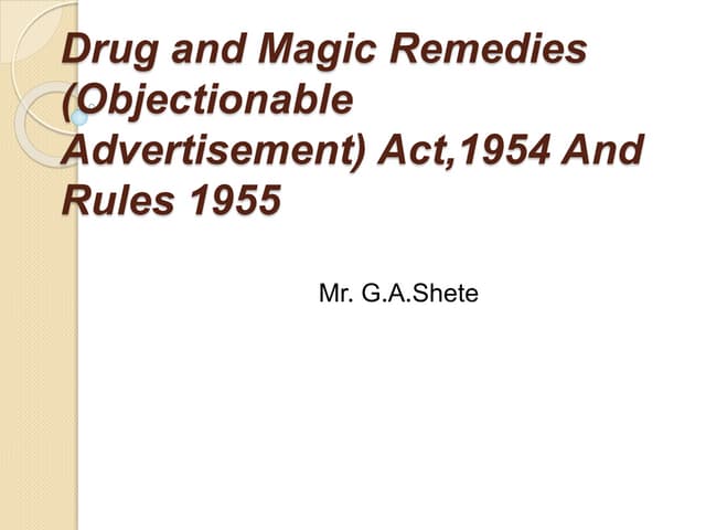 Drugs and magic Remedies, Act 1954 | PDF