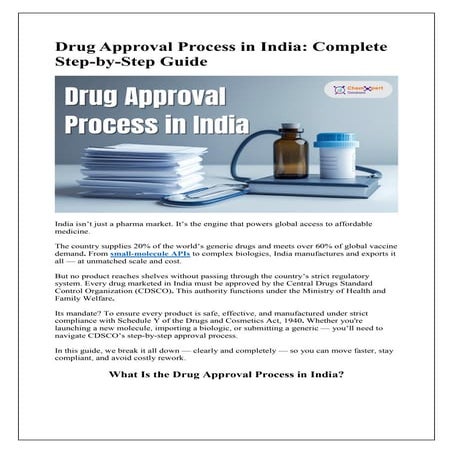 Drug Approval Process in India: Complete Step-by-Step Guide | PDF