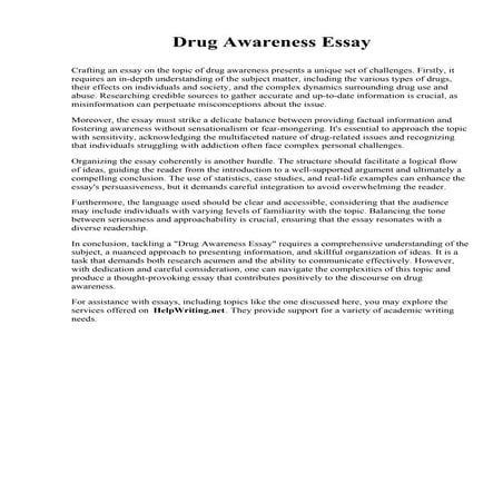 Drug Awareness Essay. Whatcom Community College | PDF