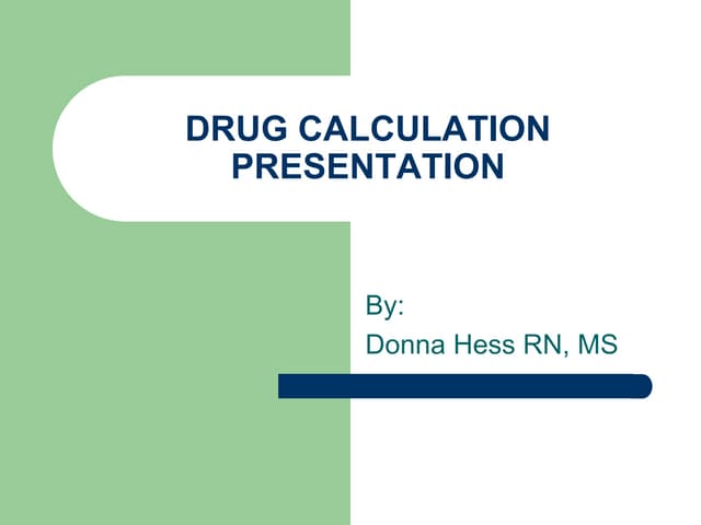 Hospital Pharmacy Calculations-MSQ Foundation | PPTX