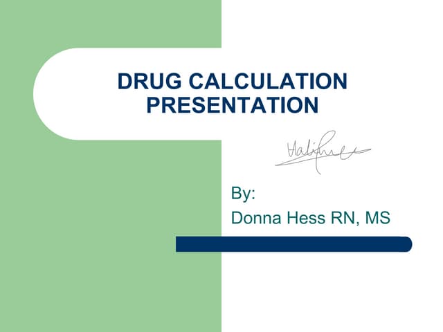 Hospital Pharmacy Calculations-MSQ Foundation | PPTX