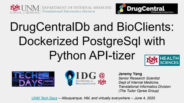 Drugcentraldb And Bioclients Dockerized Postgresql With Python Api Tizer Ppt