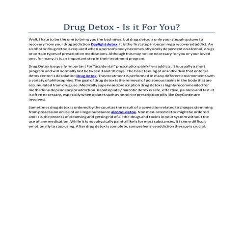 Detoxification Facts, Process and tips for Managing | PDF